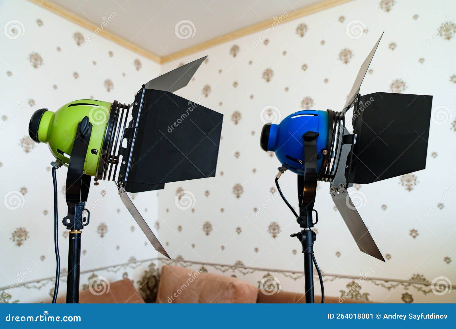 Two Studio Halogen Constant Light Illuminator. Equipment for the Photo ...