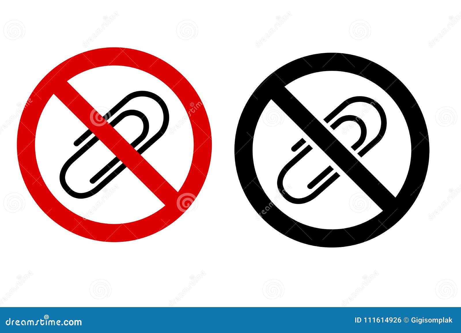 Two Style Thick Line Icon Prohibited Sign, No Paper Clip Stock Vector ...