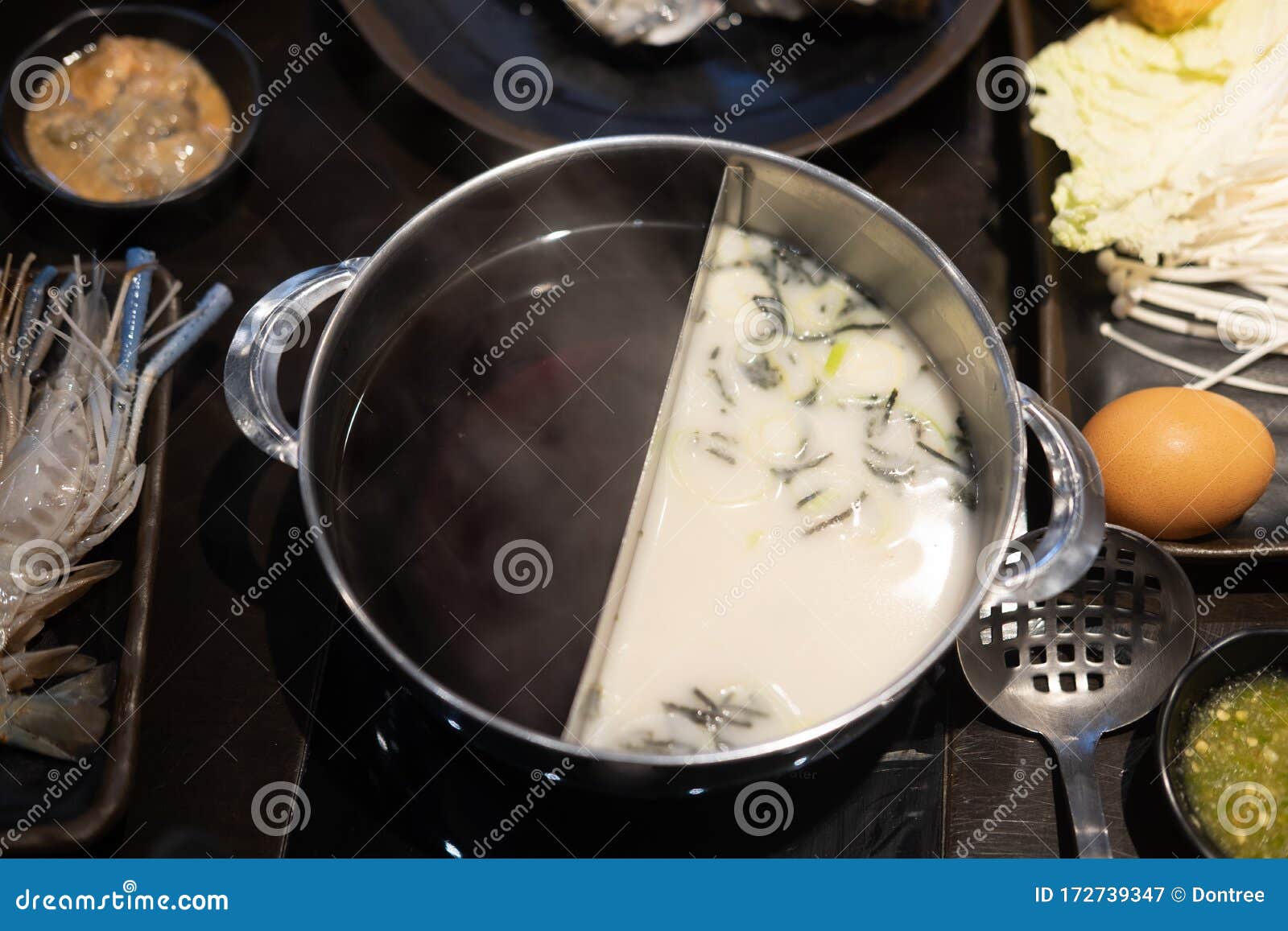 Shabu Soup In The Shaba Pot Consists Of Black Water Soup And Clear Soup ...