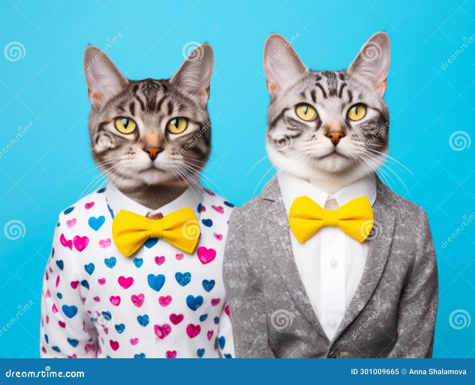 Two Stylish Cats in Formal Attire and Bow Ties. Stock Image - Image of ...