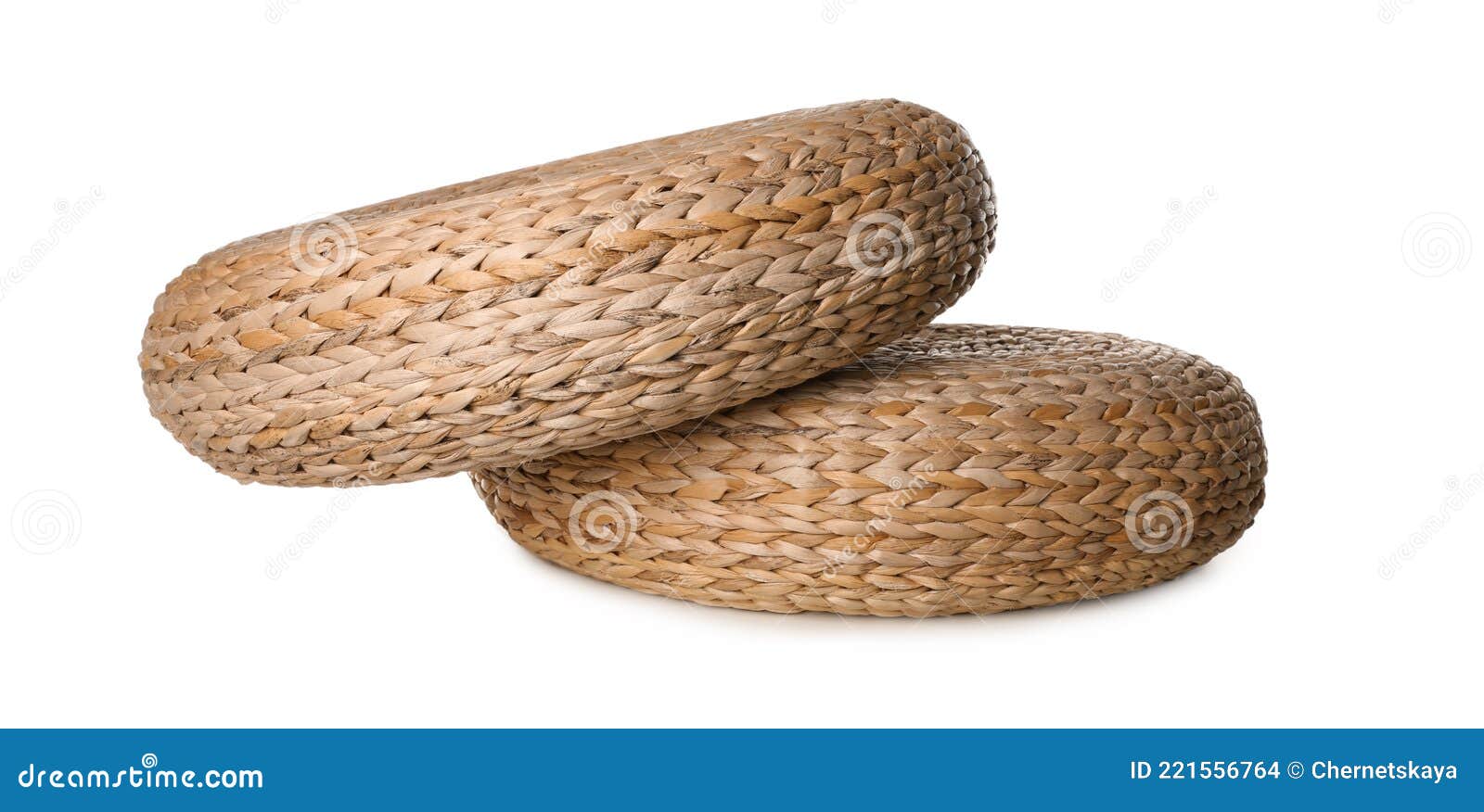 Two Stylish Wicker Poufs on White Background Stock Photo - Image of ...