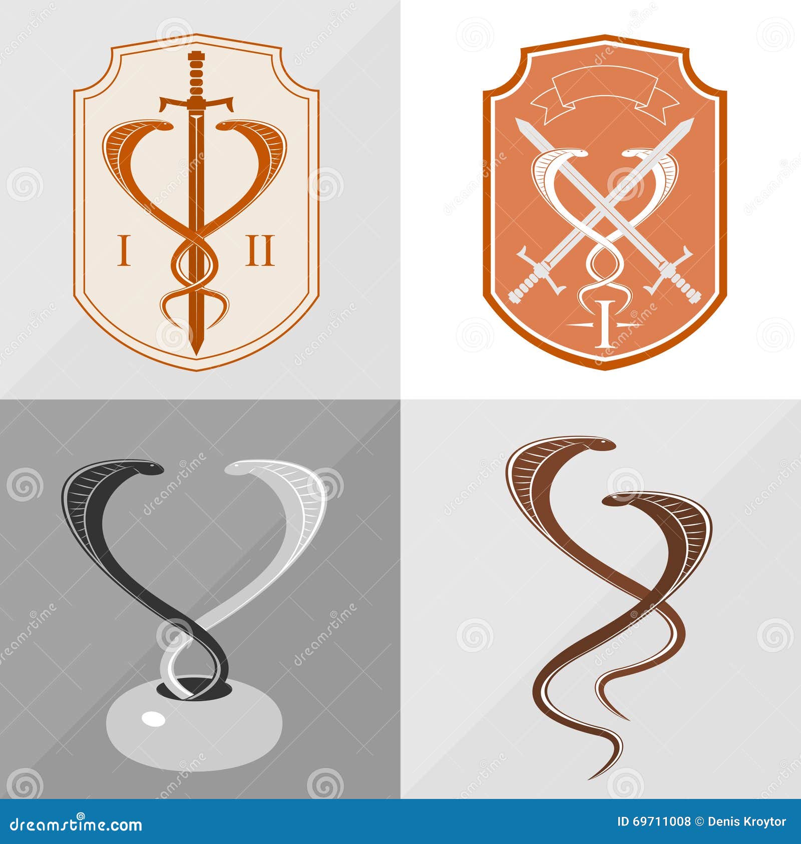 Stylized Cobra Snake. Isolated Vector | CartoonDealer.com #218490070
