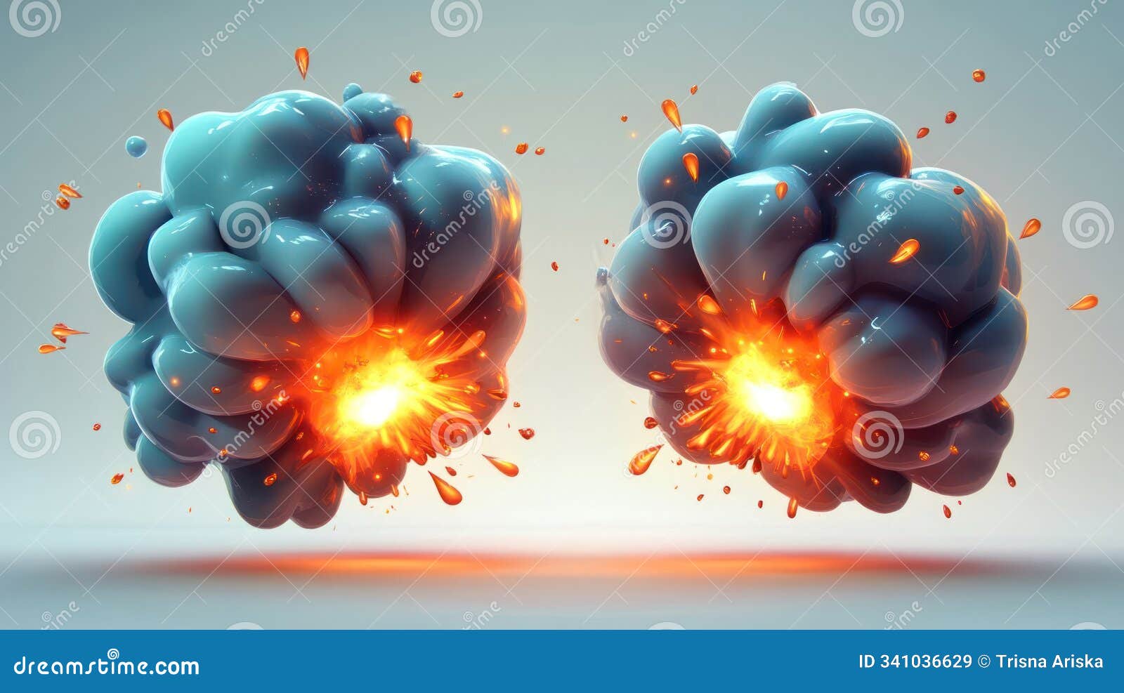 Stylized Explosion Above Cityscape Silhouette Royalty-Free Stock ...