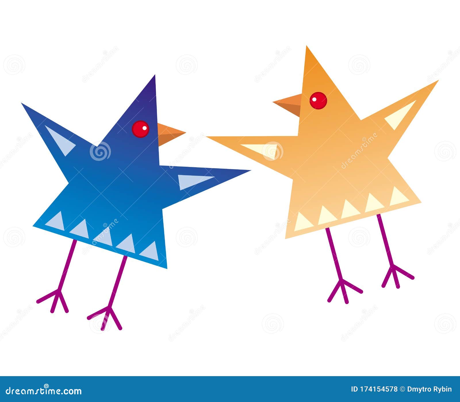 Two Stylized Triangular Birds in Flight. Symbol of Love Stock Vector ...