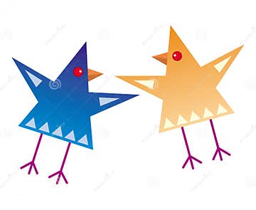 Two Stylized Triangular Birds in Flight. Symbol of Love Stock Vector ...
