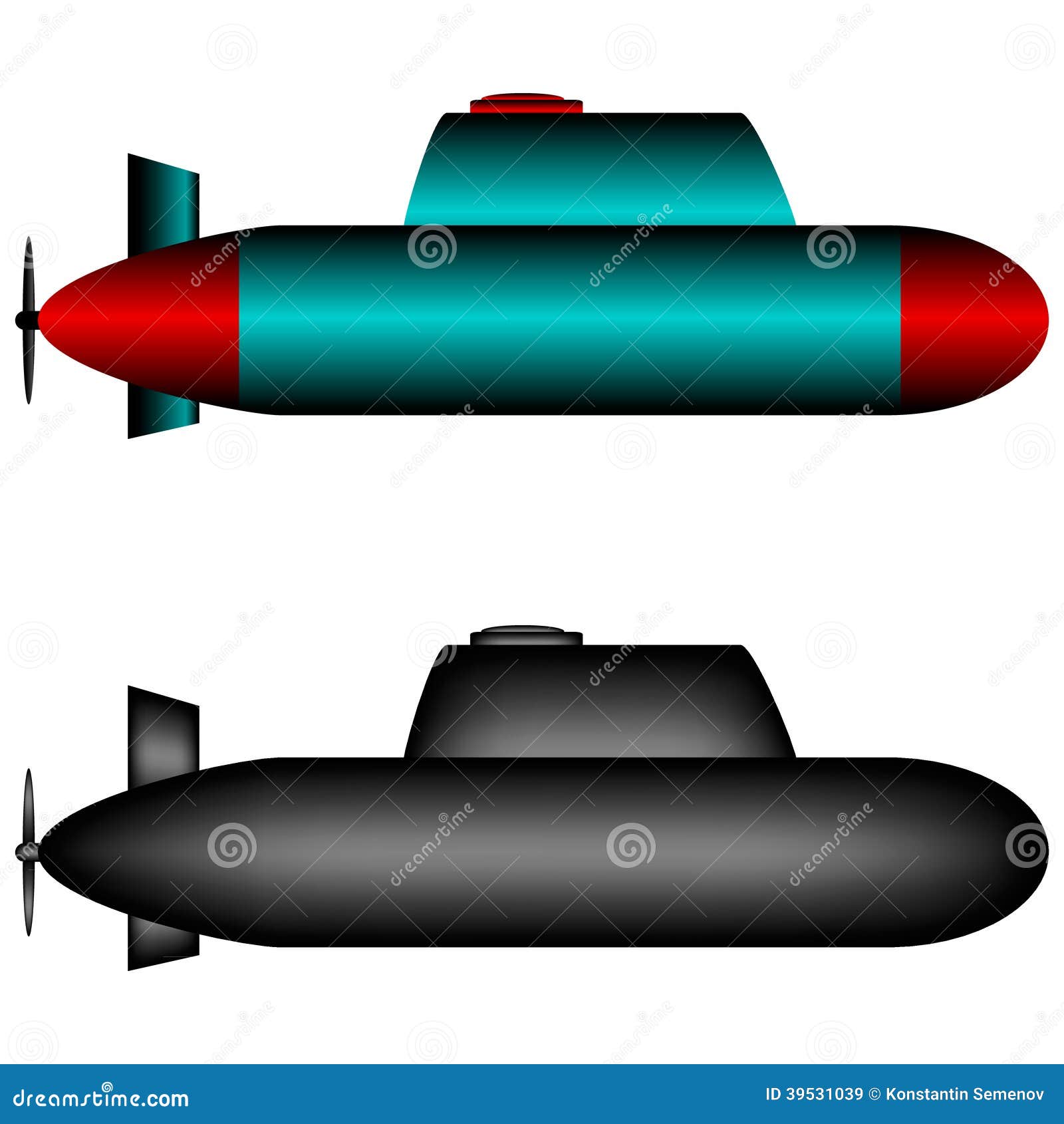 Two submarines stock vector. Illustration of blue, modern - 39531039
