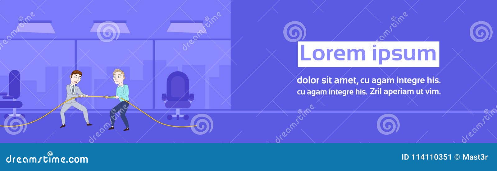 Two Successful Business Man Pulling Rope Competition Concept Horizontal ...