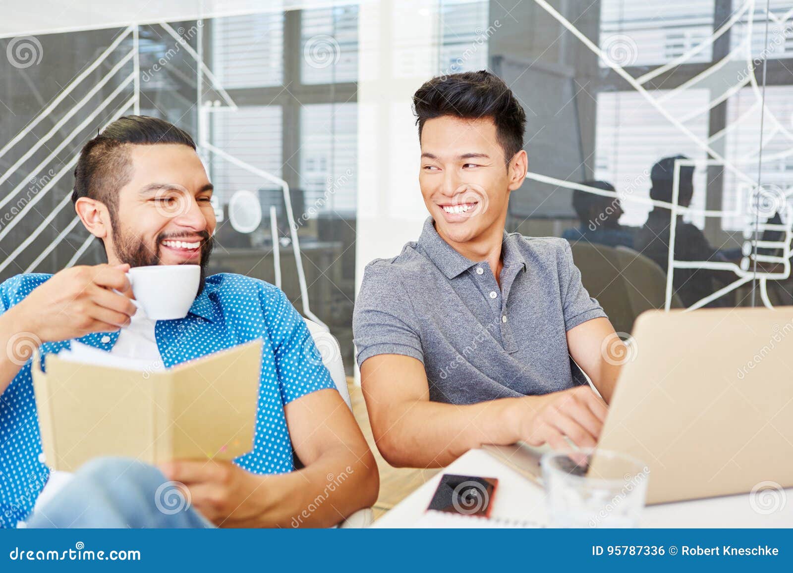 Two Successful Founders with Laptop Computer Stock Photo - Image of ...