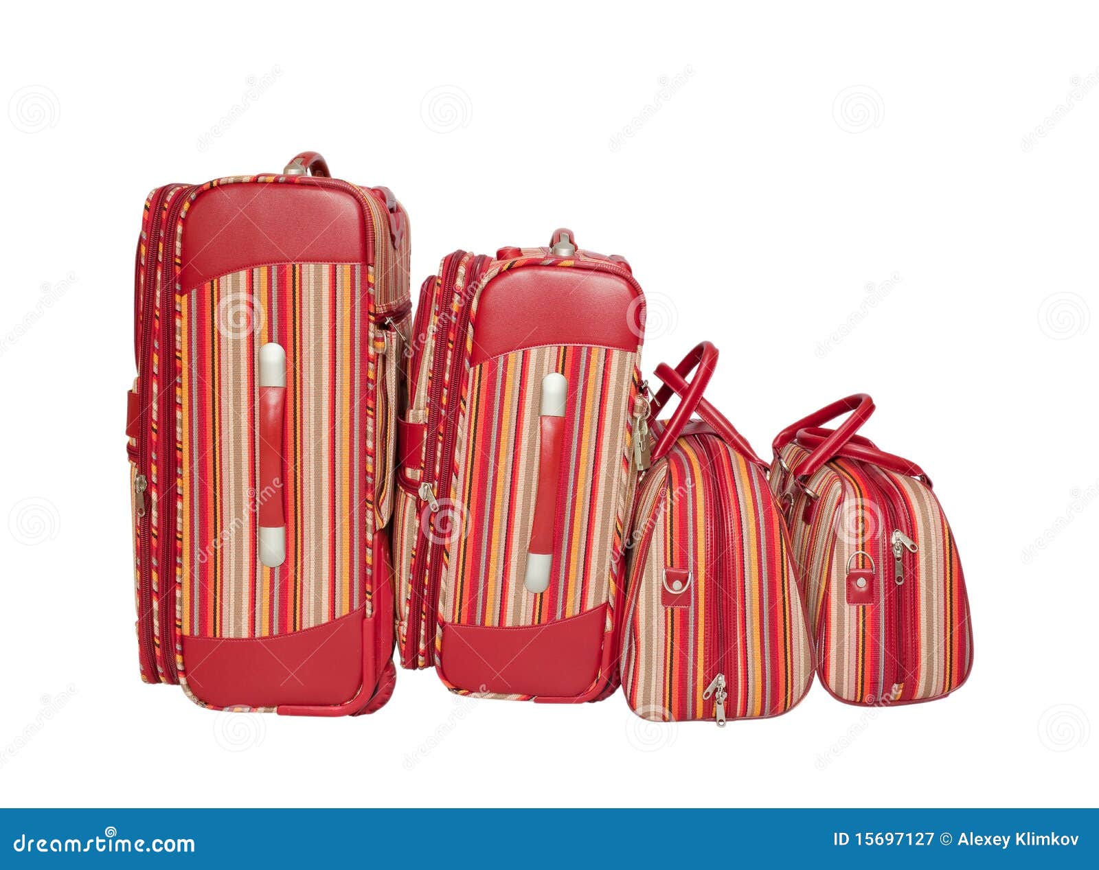 Two Suitcases and Two Handbags. Stock Image - Image of buckle, white ...
