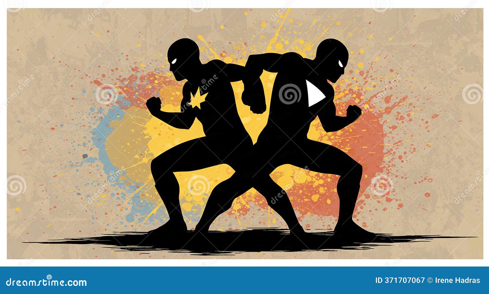 Superhero In A Dynamic Pose With A Flowing Cape, Emblematic Costume ...