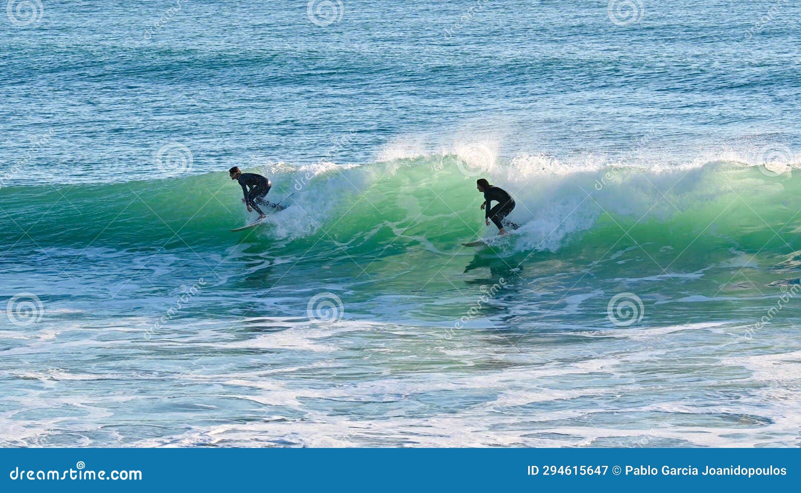 Two Surfers Sharing a Nice Wave Editorial Photography - Image of beach ...