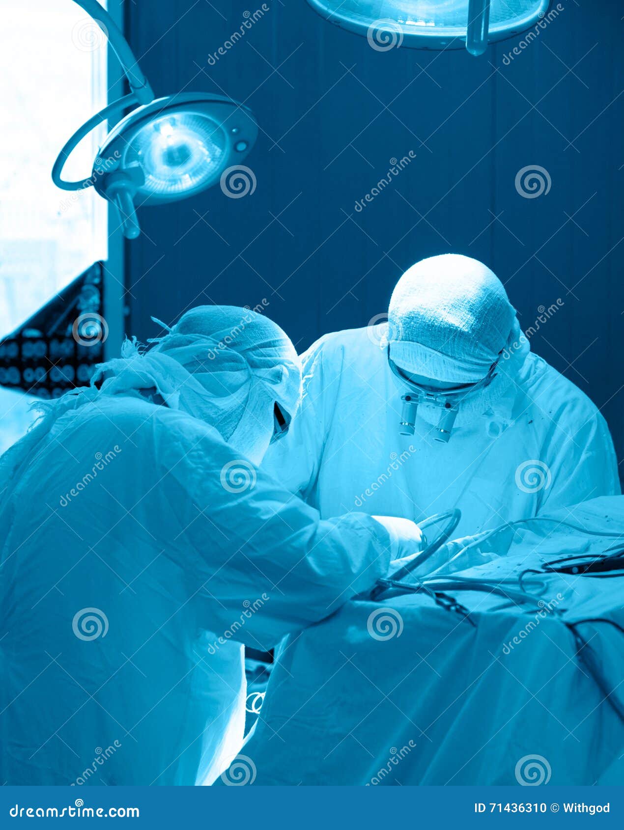 Two Surgeons at Brain Surgery, Blue Toning Stock Photo - Image of ...