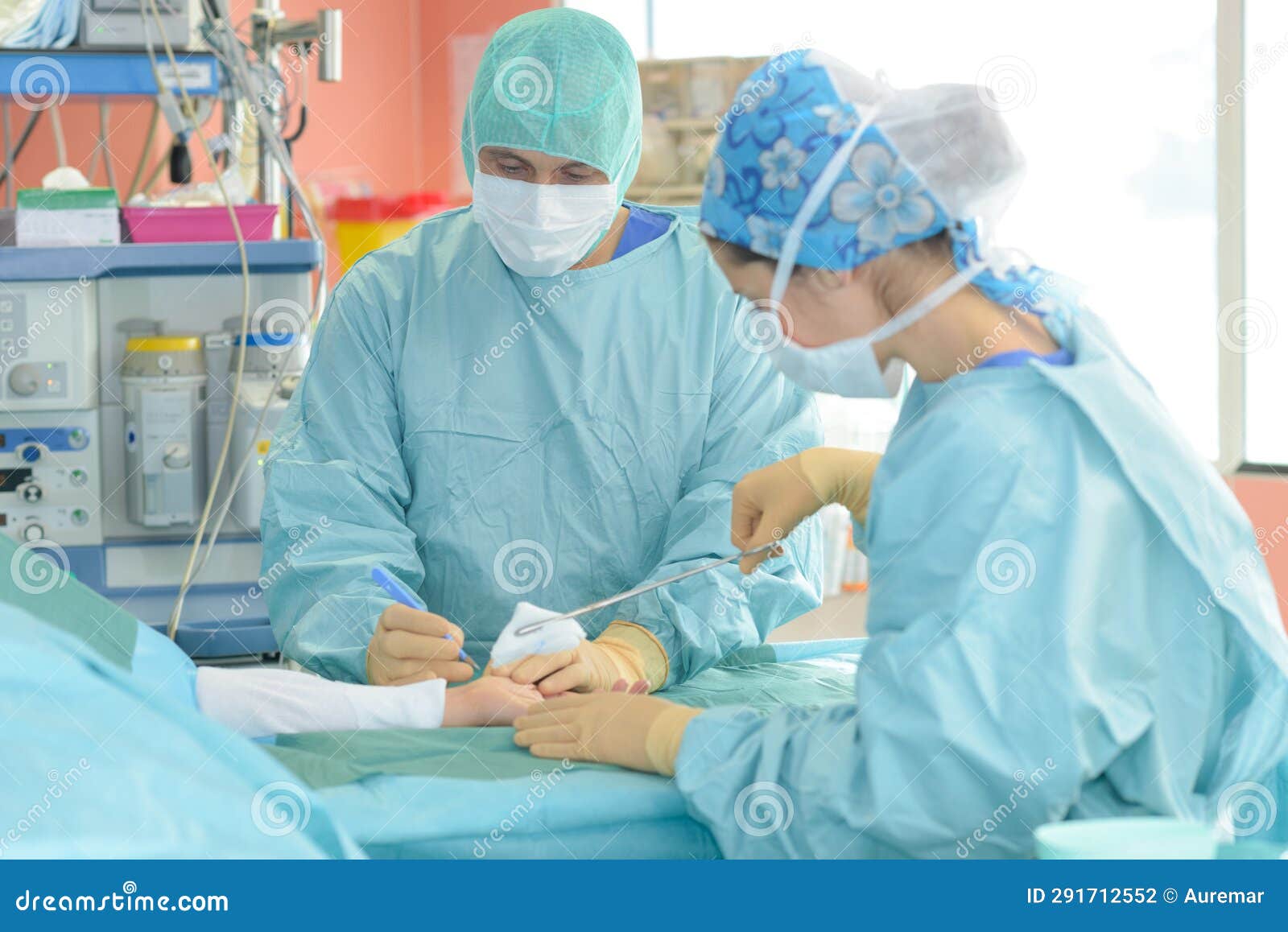 Two Surgeons in Operating Room Stock Photo - Image of medicine, patient ...