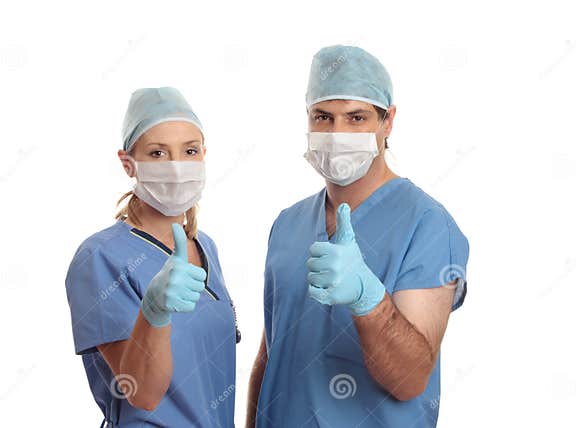 Two Surgeons Success Thumbs Up Stock Photo - Image of experts, plastic ...
