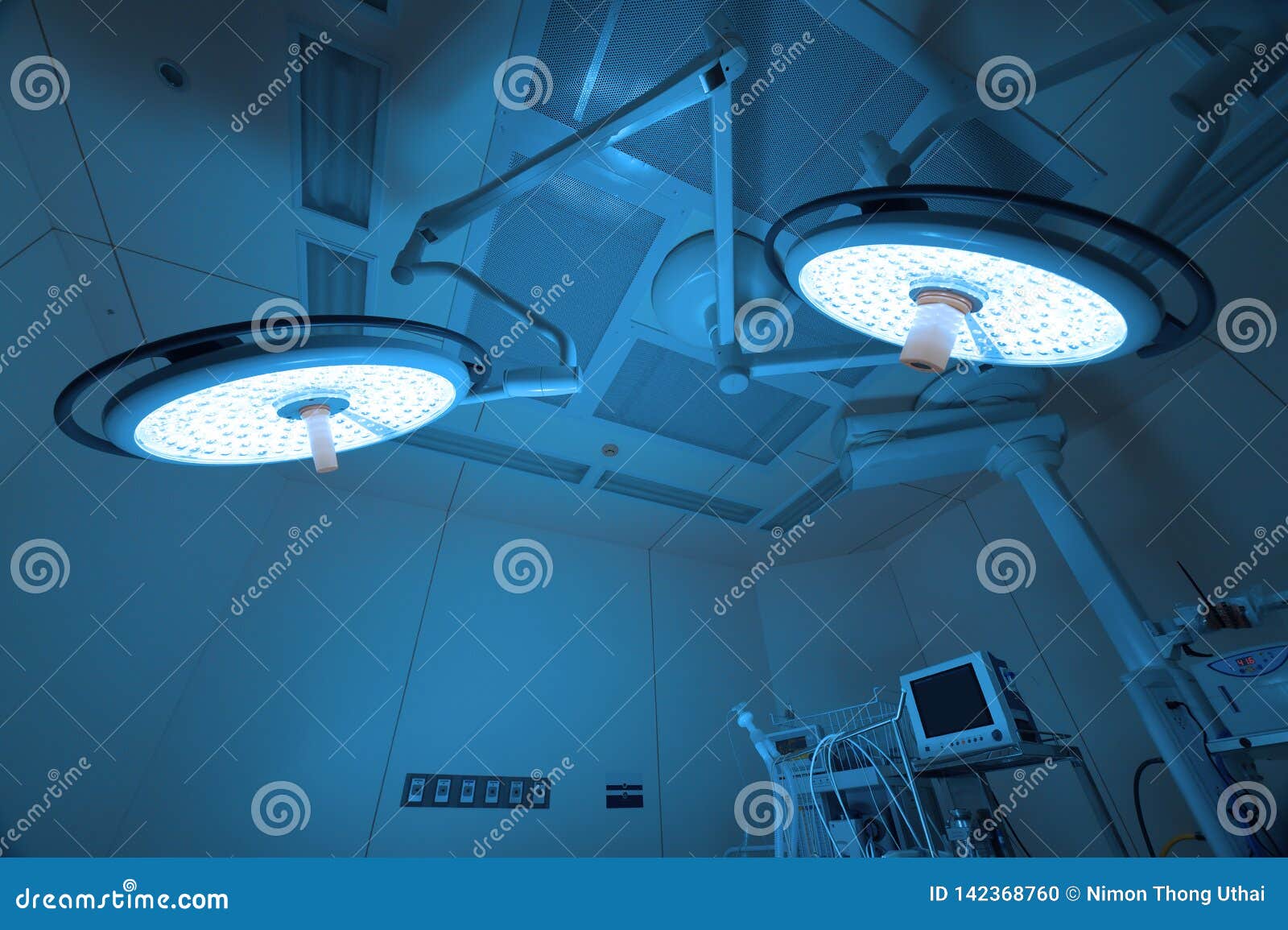 Two Surgical Lamps in Operation Room Stock Photo - Image of surgeon ...