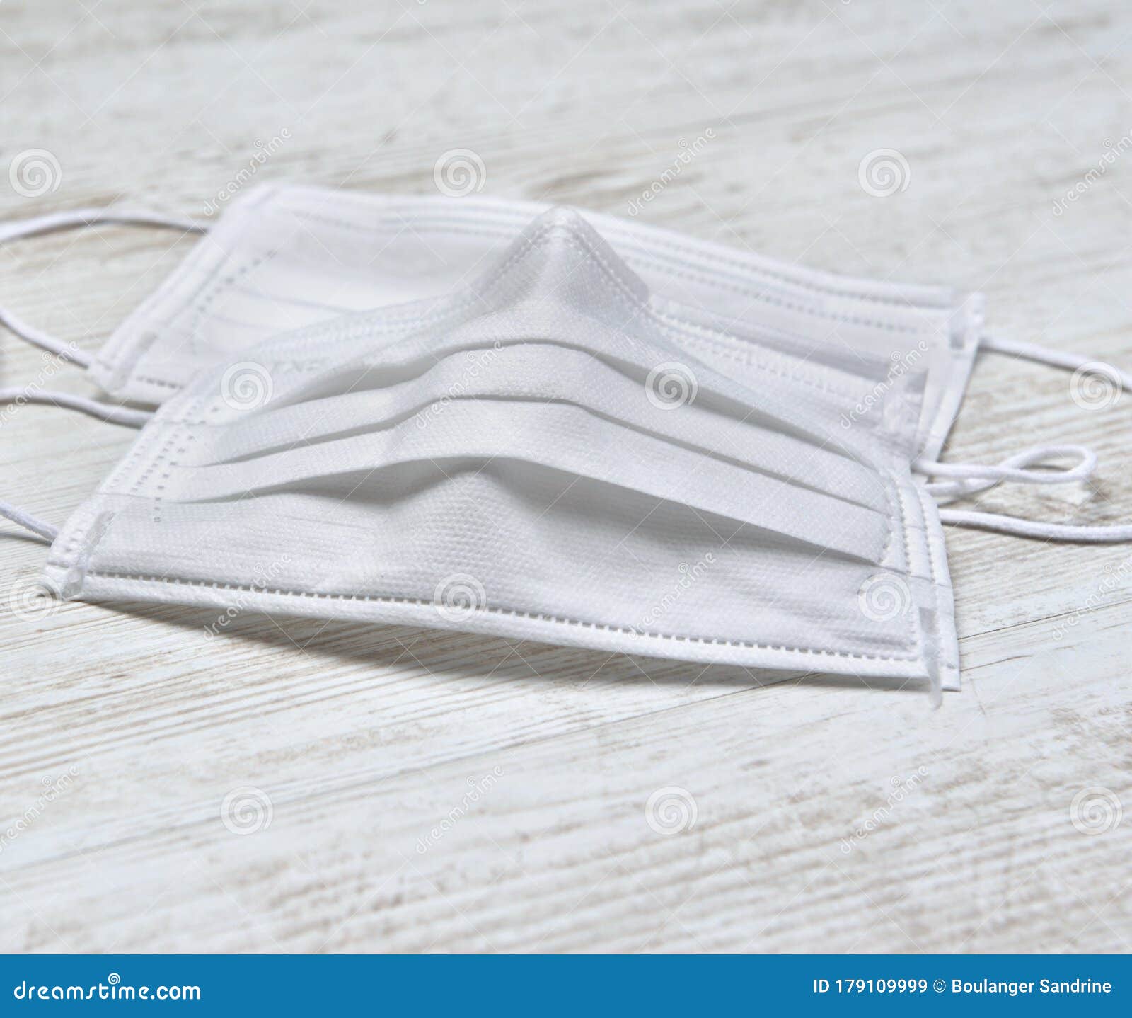 Surgical White Mask on a White Wooden Background Stock Image - Image of ...