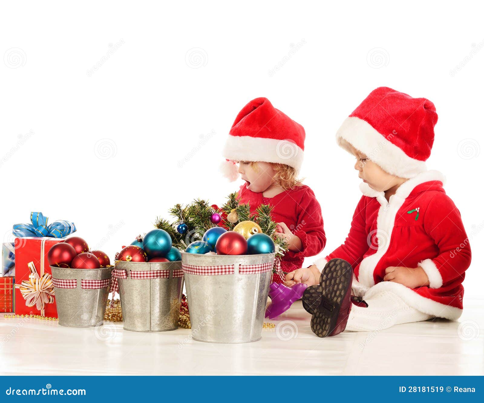 Two Surprised Santa Helpers Stock Image - Image of isolate, happy: 28181519