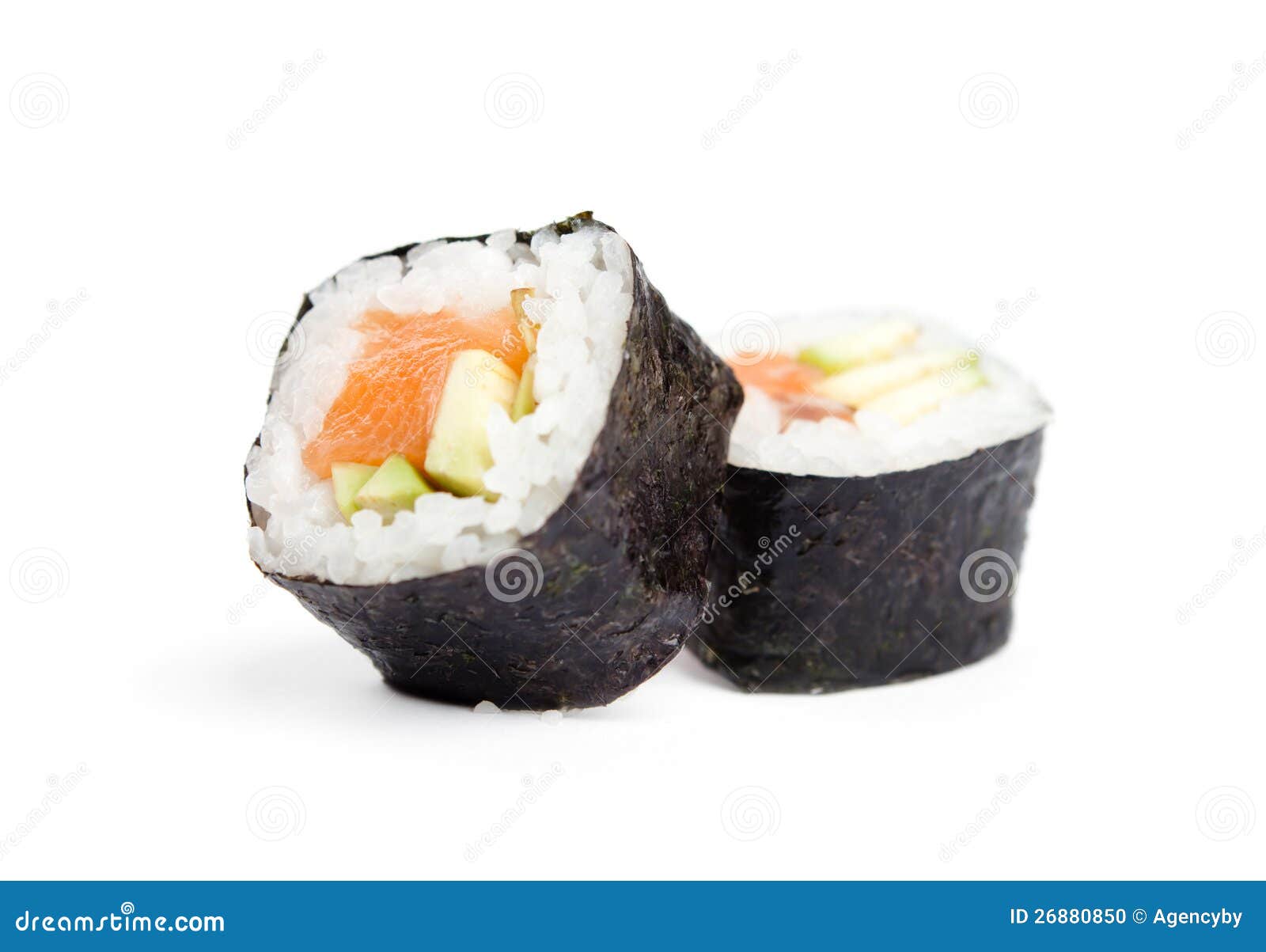 Two sushi fresh maki rolls stock photo. Image of meal - 26880850