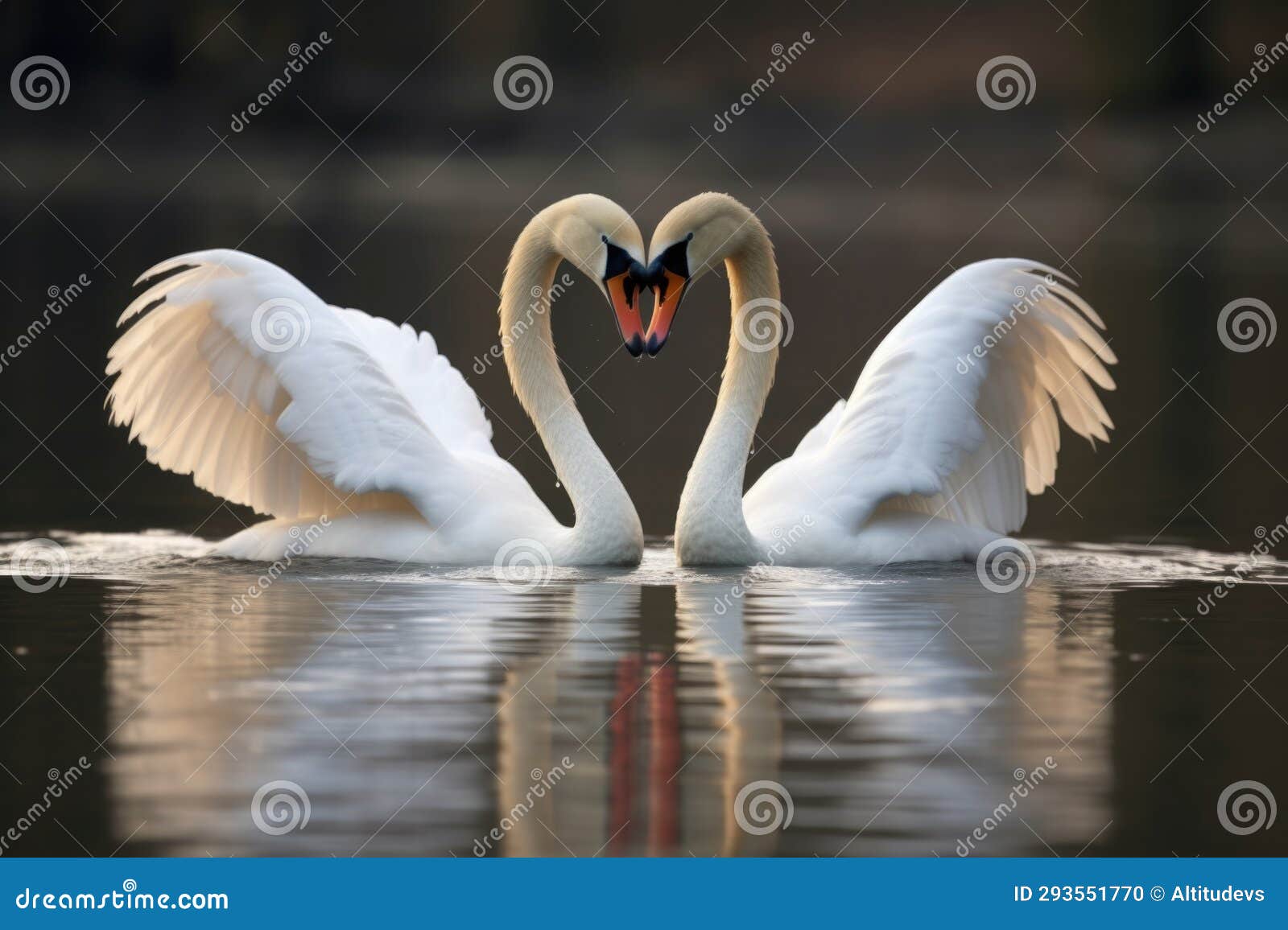Two Swans Bring Their Necks Together, Forming a Heart Shape Stock Photo ...