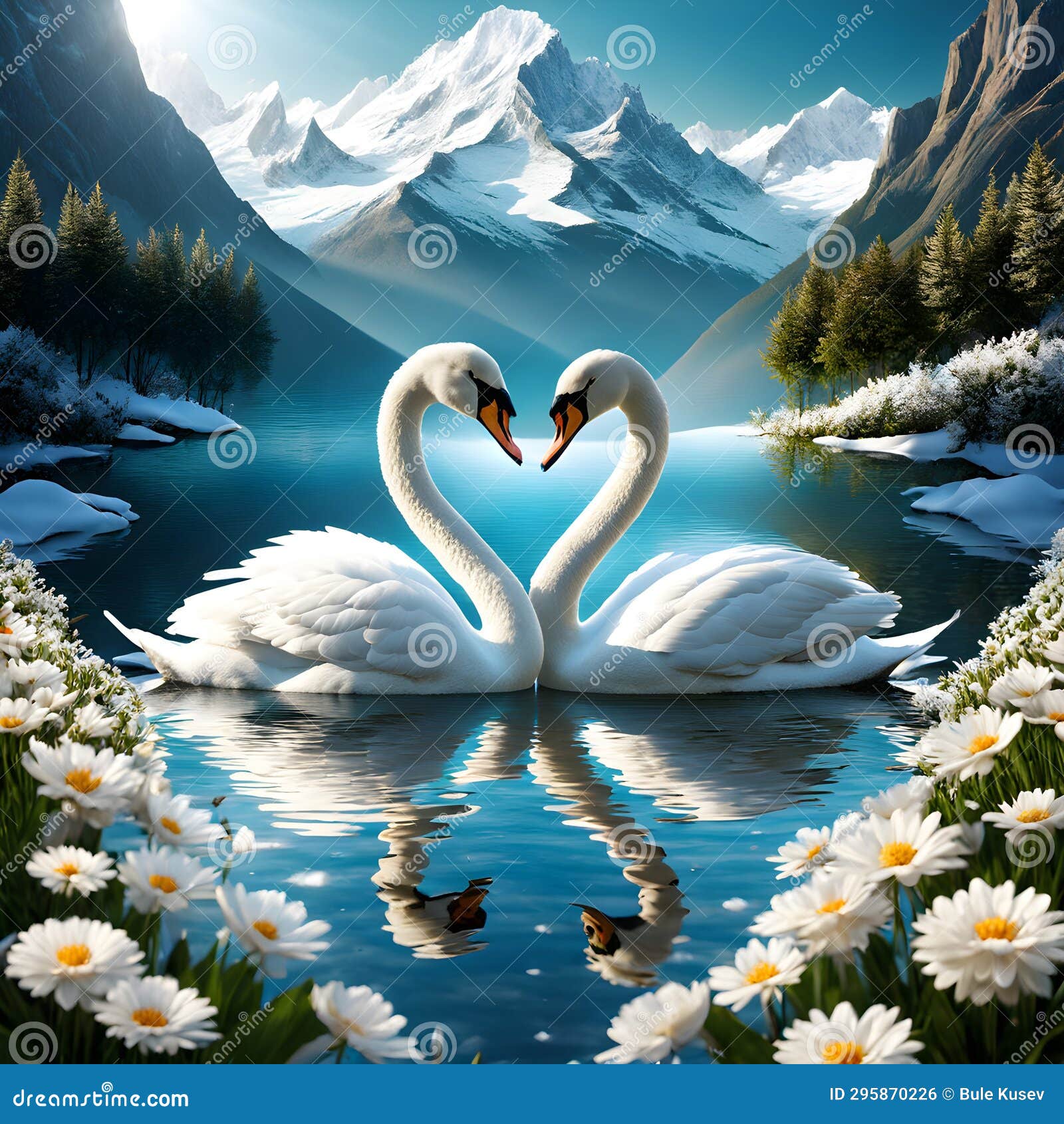 Two Swans, Facing Each Other, is a Stunning Image. Stock Illustration ...