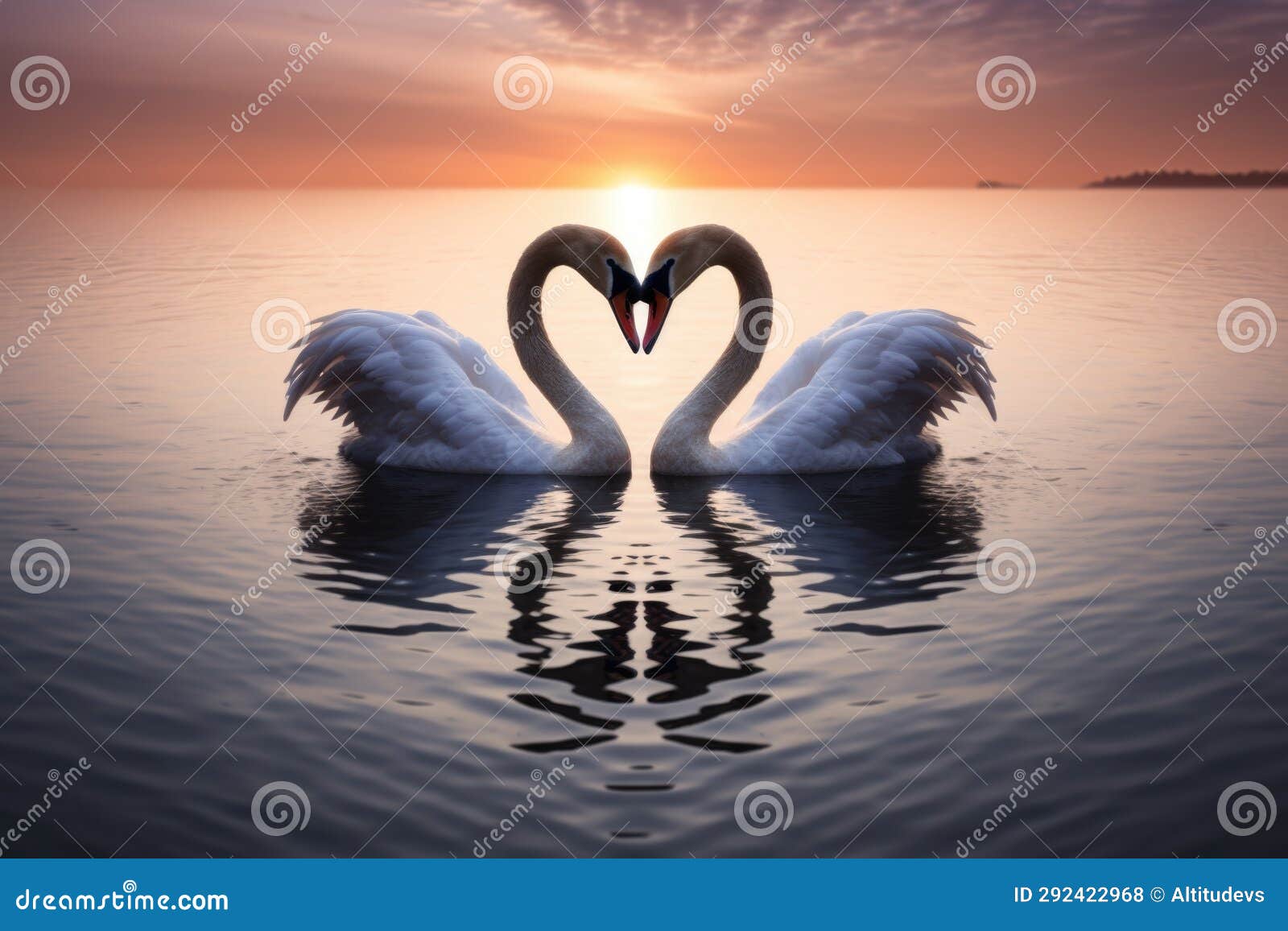 Two Swans Forming a Heart-shape on Calm Waters Stock Photo - Image of ...