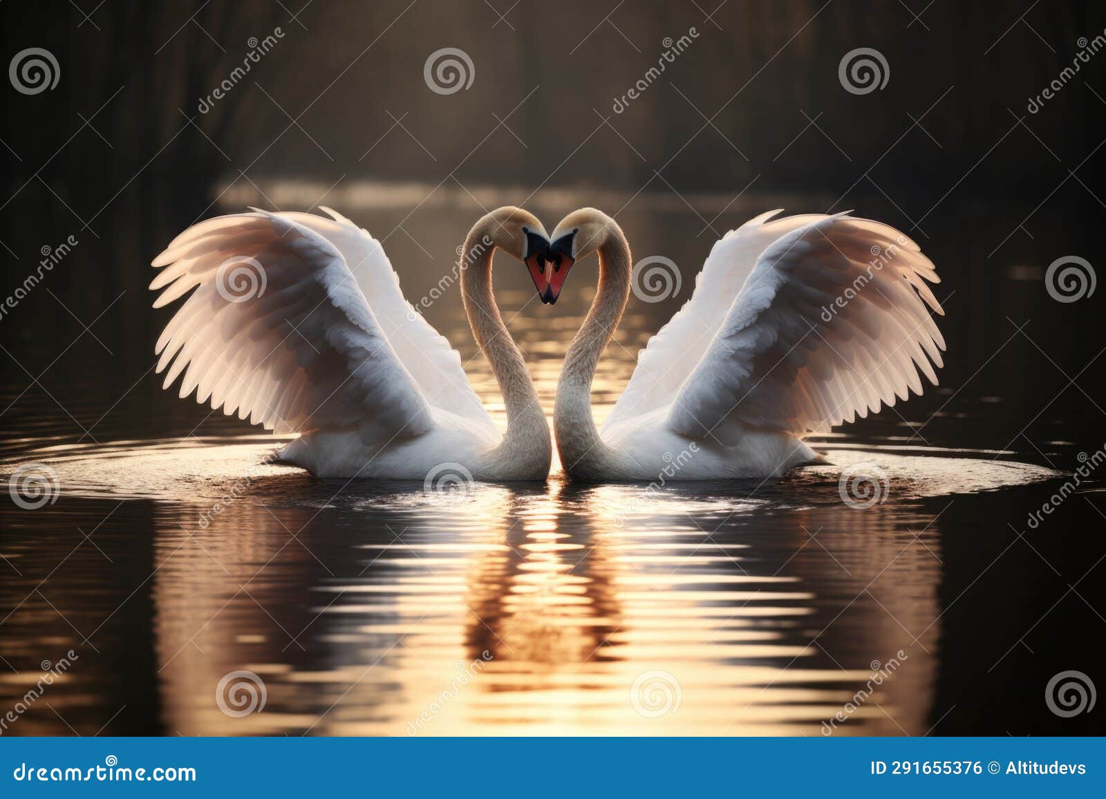 Two Swans Forming a Heart Shape Stock Photo - Image of affection ...