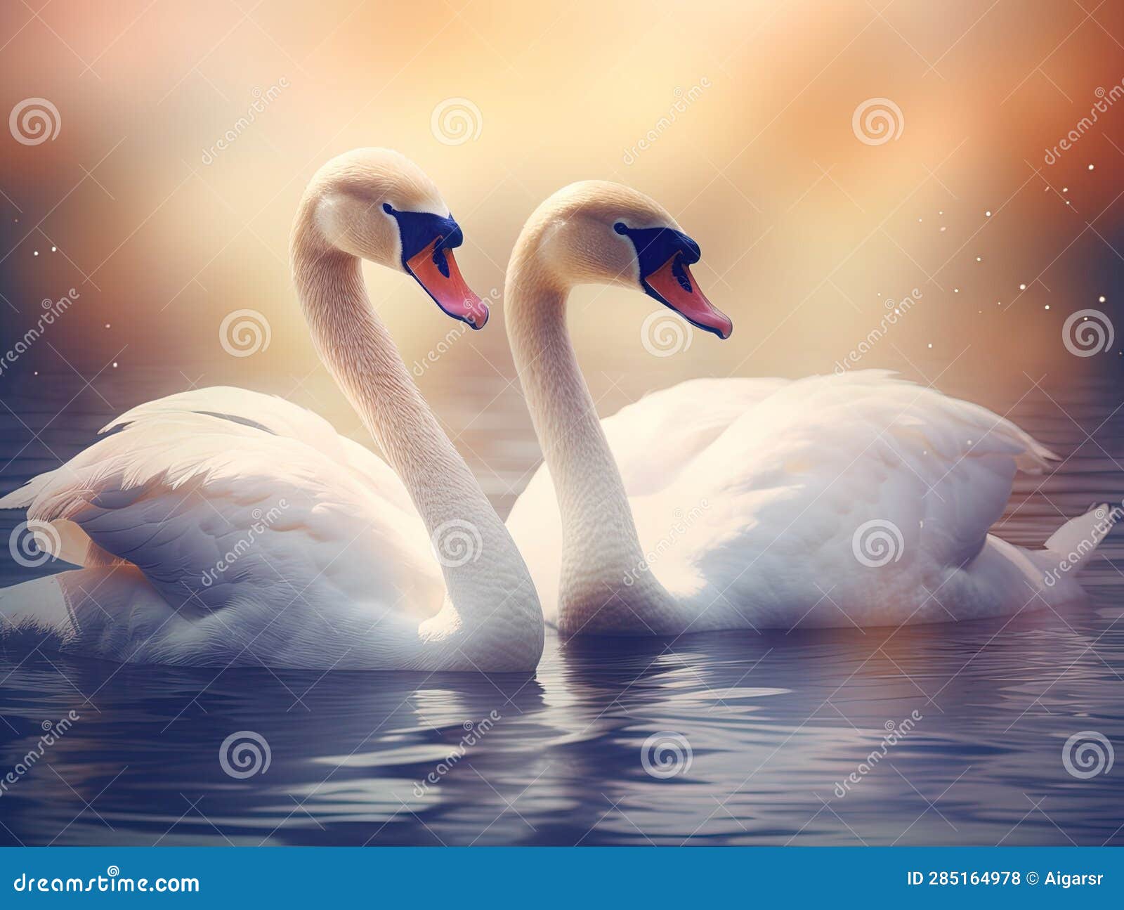 Two swans in love stock illustration. Illustration of love - 285164978