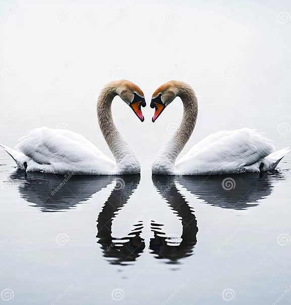 Two Swans Making a Heart Shape with Their Necks Stock Image - Image of ...