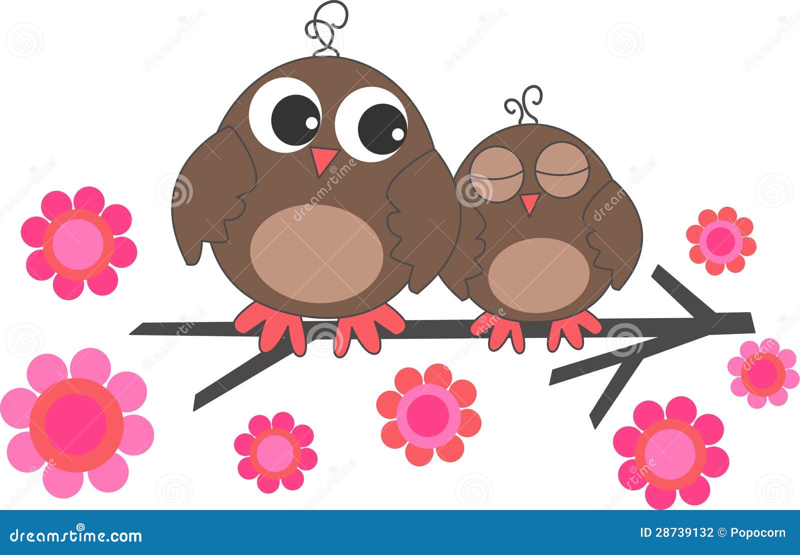 Two sweet brown owls stock illustration. Illustration of graphic - 28739132