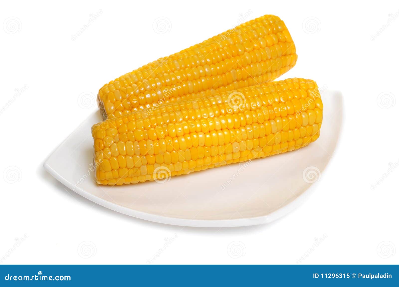 Two Sweetcorn Cobs on Plate Stock Image - Image of lunch, melted: 11296315