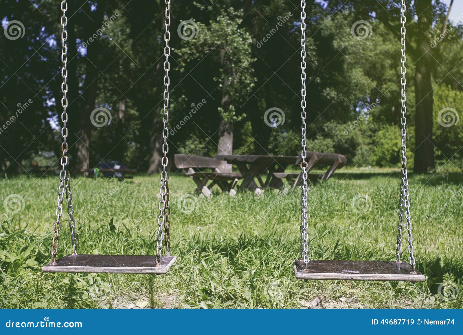 Two Swings at the Park in Spring Stock Image - Image of despair, park ...
