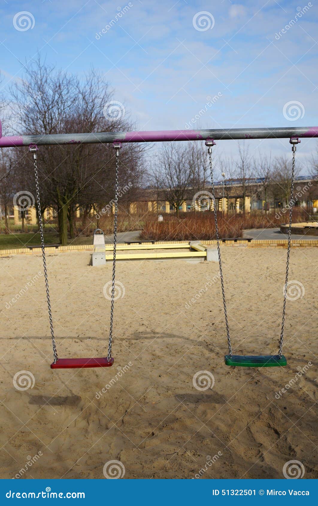 Two swings stock image. Image of play, swings, sand, chain - 51322501