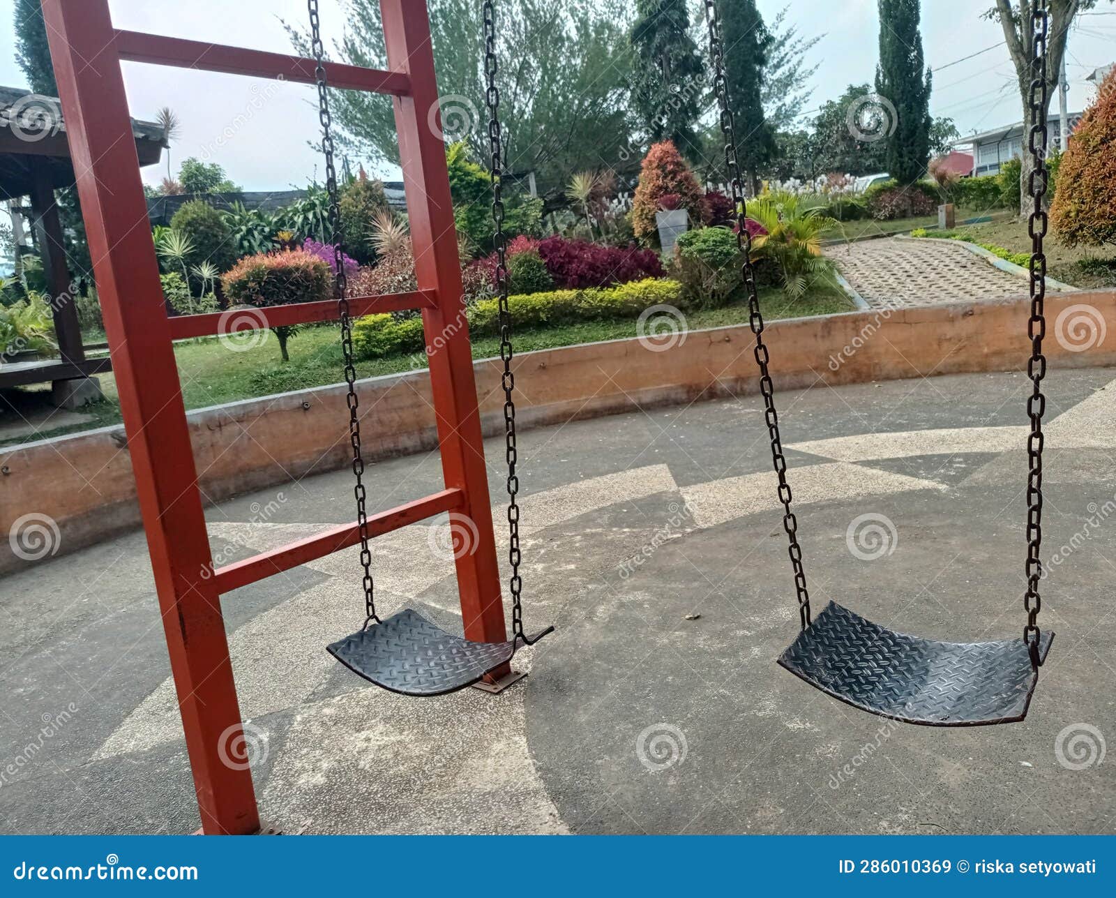 Two Swings on the Playground Stock Image - Image of garden, furniture ...