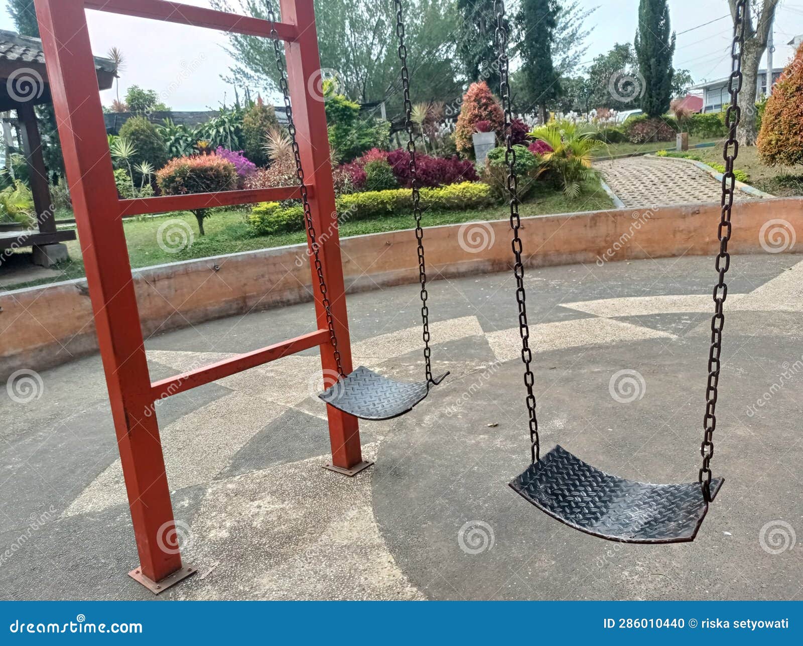 Two Swings on the Playground Stock Photo - Image of market, leisure ...