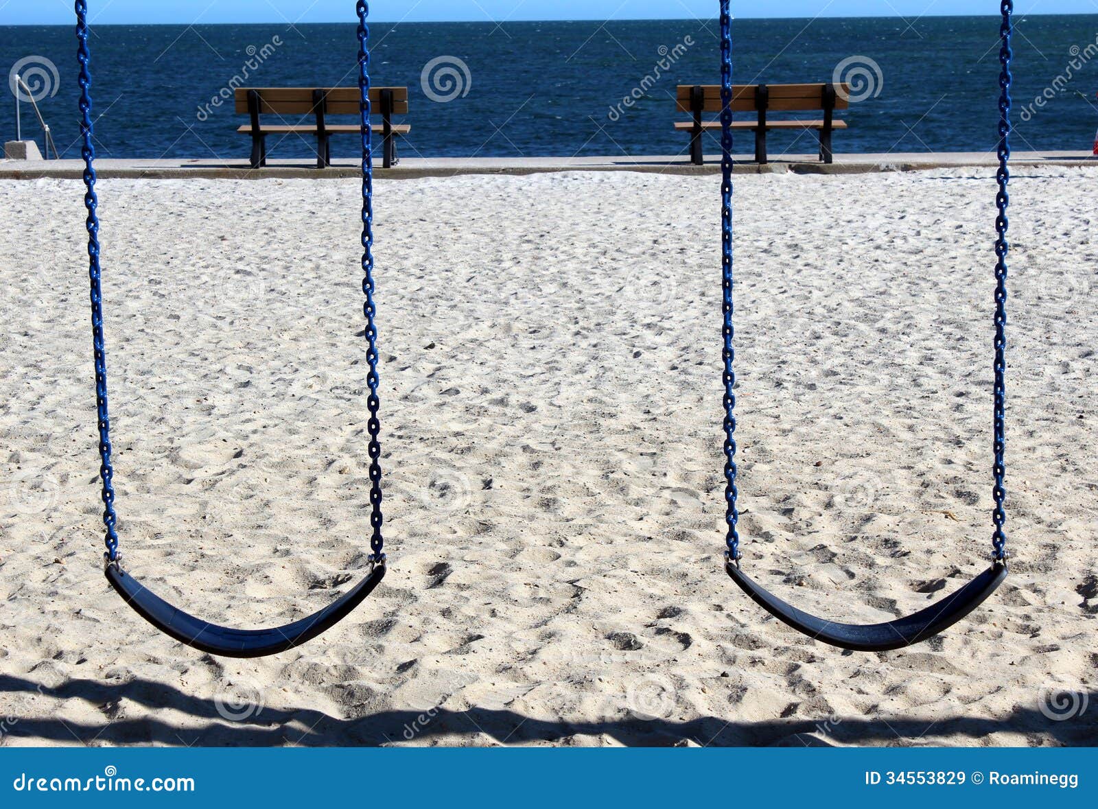 Two swings two benches stock image. Image of swing, cheerful - 34553829