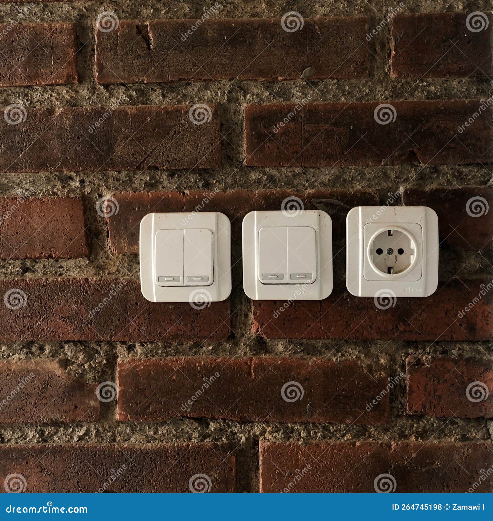 Two switches and a socket stock photo. Image of stonewall - 264745198