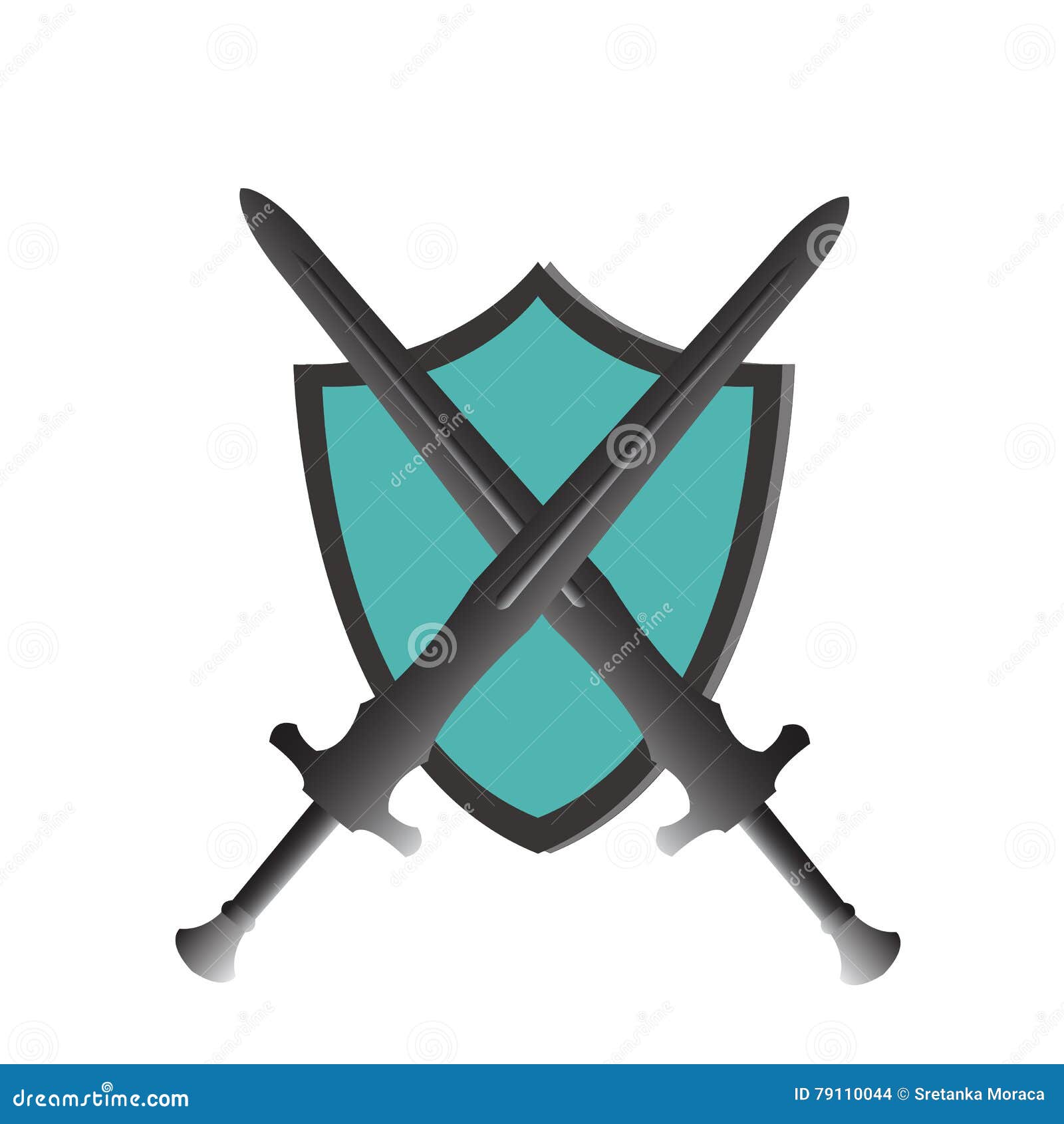 Two Swords and Shield Protection Security. Stock Vector - Illustration ...