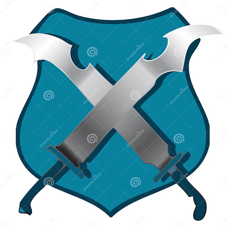 Two Swords on Shield Vector Illustration. Stock Vector - Illustration ...