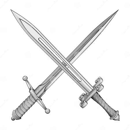 Two swords vector stock vector. Illustration of king, engraving - 4671916
