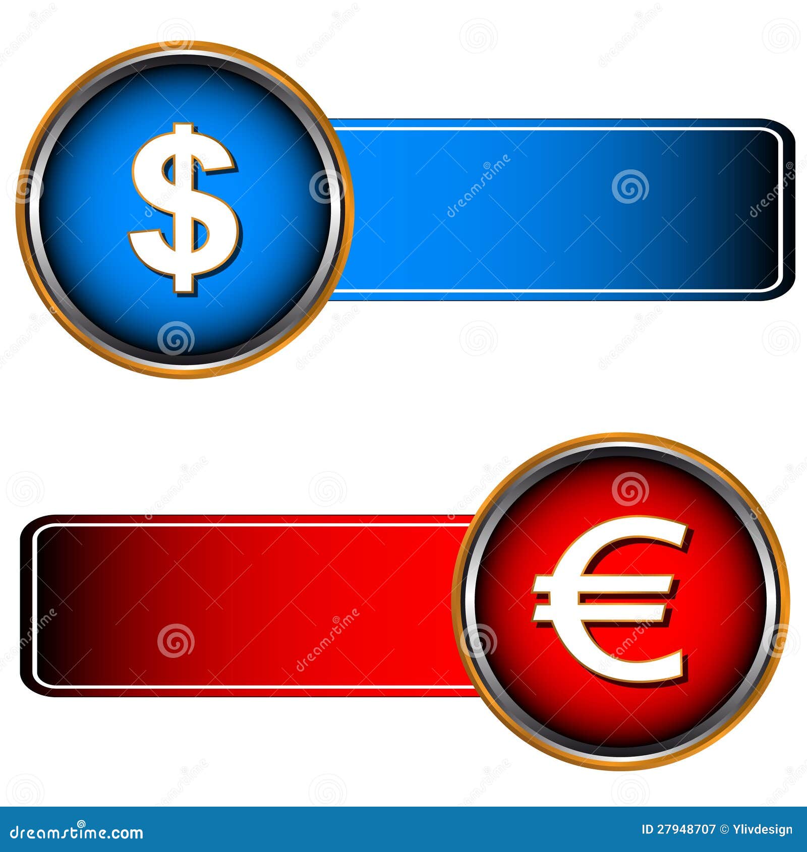 Two symbols of currencies stock vector. Illustration of form - 27948707
