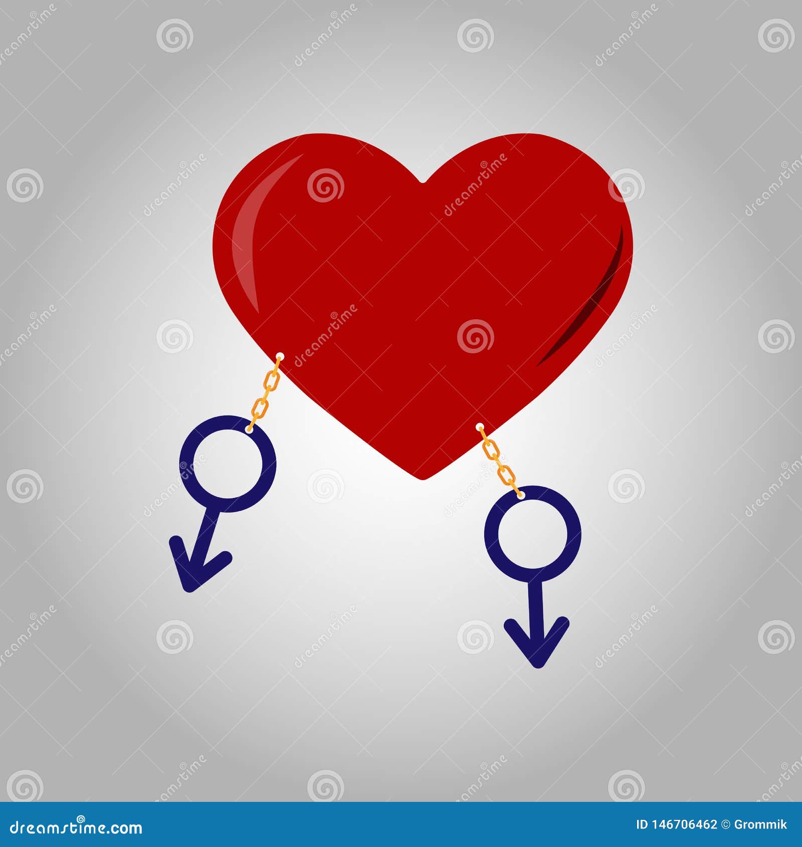 Two Symbols of Masculinity Chained To the Heart Stock Vector ...