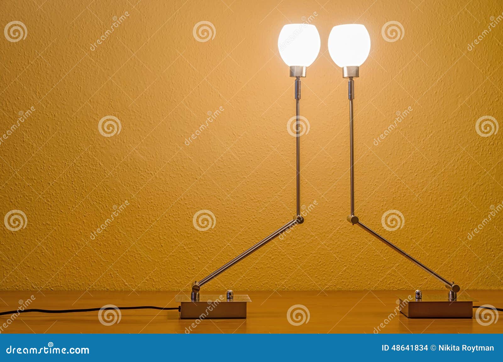 Two symmetric table lamps stock photo. Image of pair - 48641834