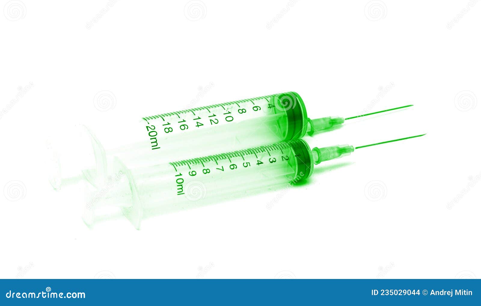 Two Syringes of Different Capacities Isolated on White Background Stock ...