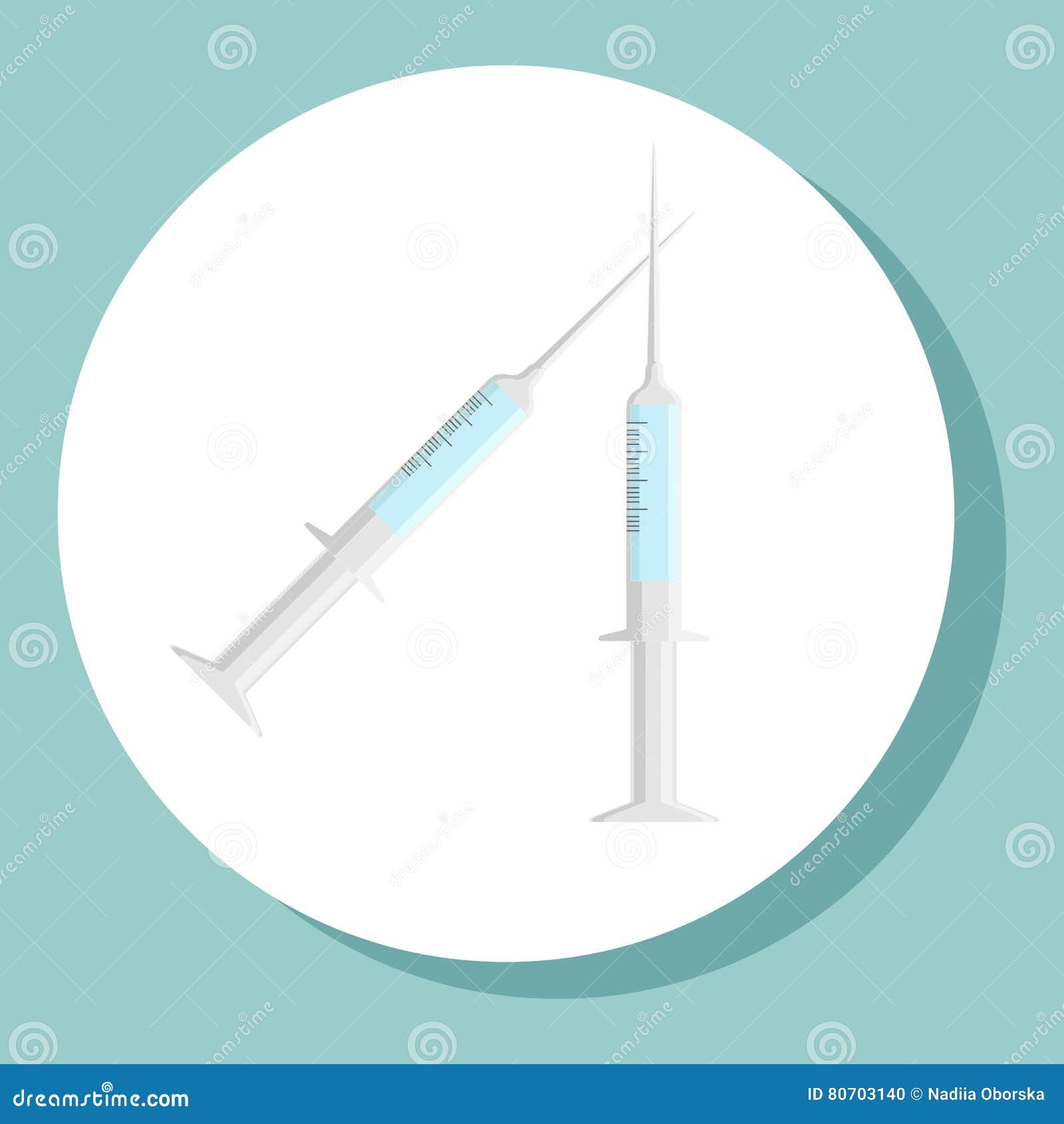 Two Syringes. Flat Design. Icon Stock Illustration - Illustration of ...