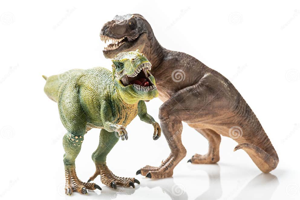 Two T-rex Plastic Figurines Stock Image - Image of plastic, open: 150348683