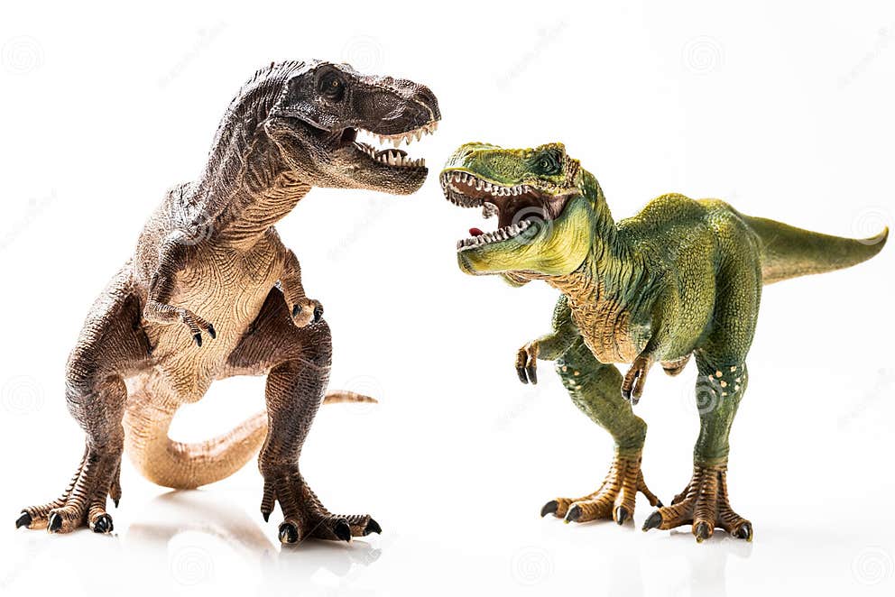 Two T-rex Plastic Figurines Stock Photo - Image of reptile, full: 150275456