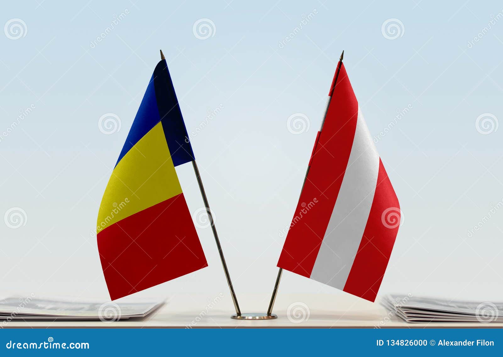Flags of Romania and Austria Stock Photo - Image of freedom, congress ...