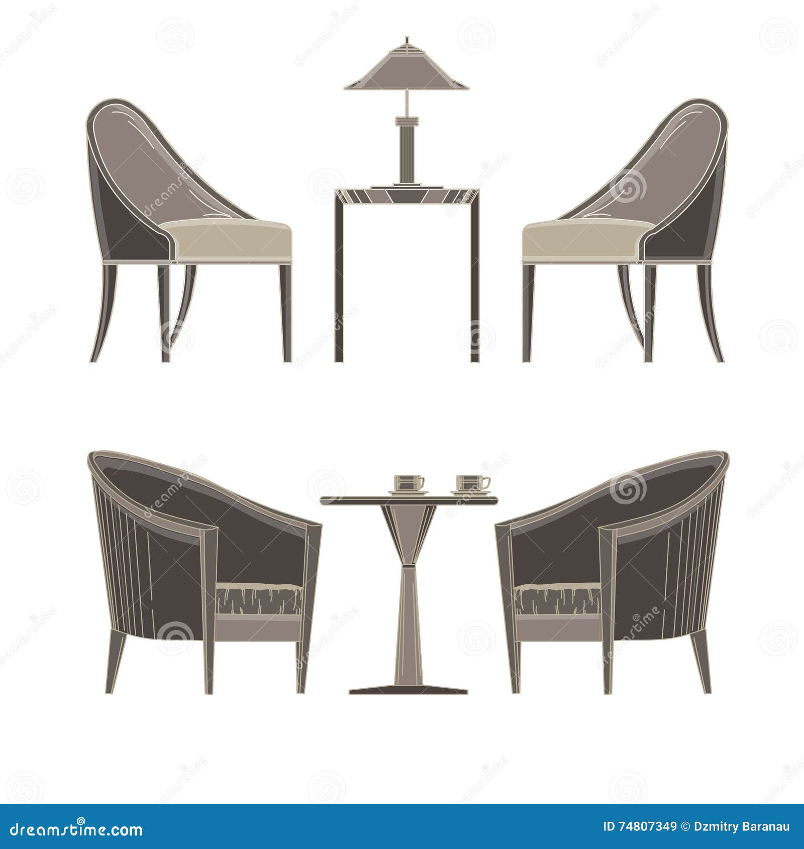 Two Tables with Chairs Vector Stock Vector - Illustration of decorative ...
