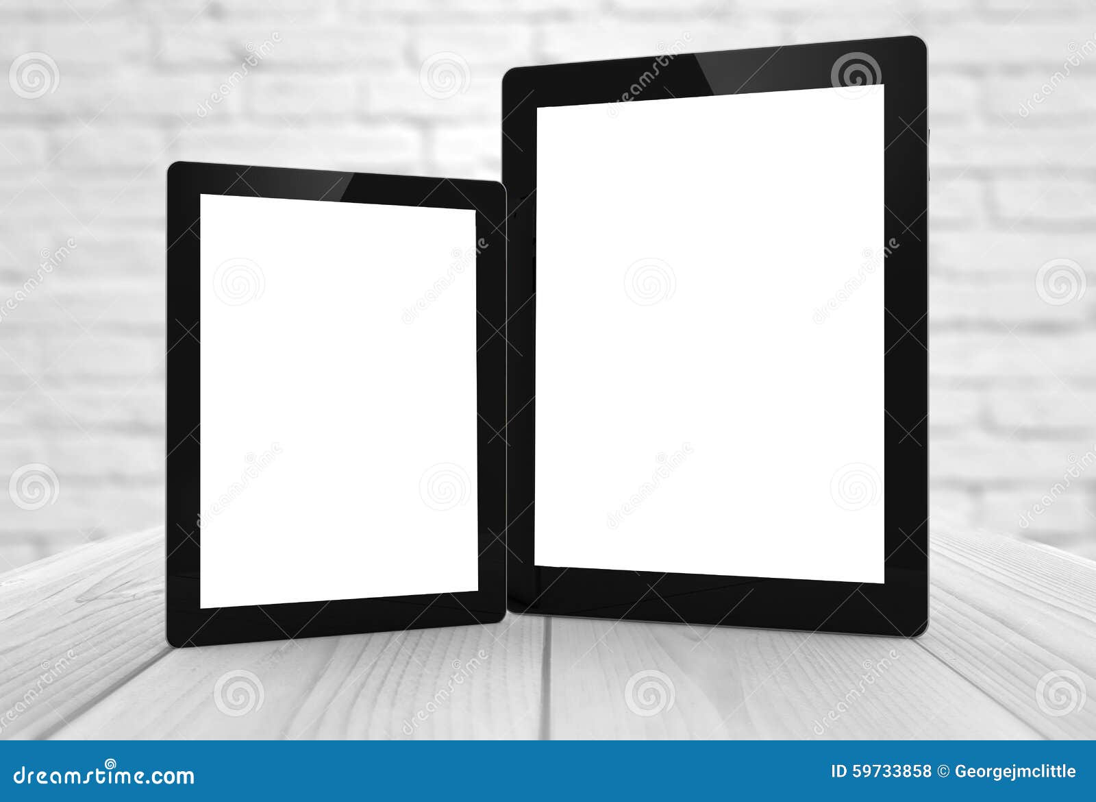 Two Tablets with Different Sizes and Blank Screen Stock Illustration ...