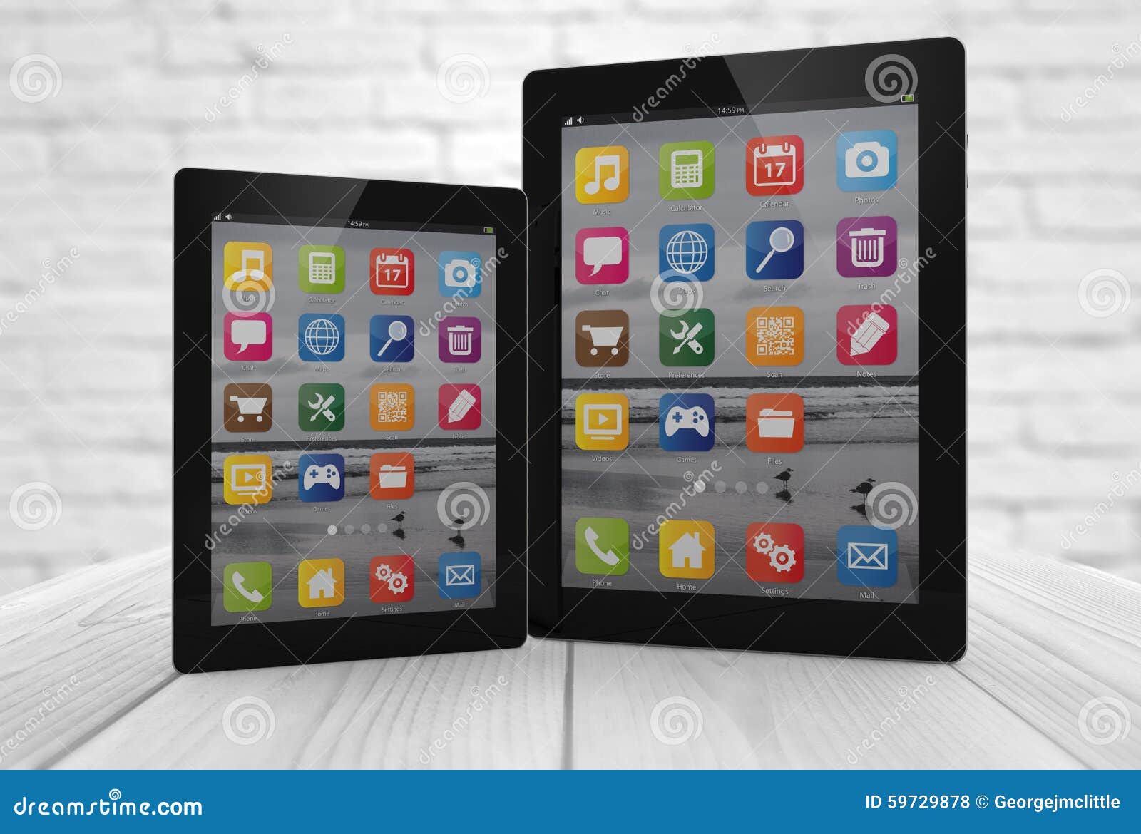 Two Tablets with Different Sizes Stock Illustration - Illustration of ...